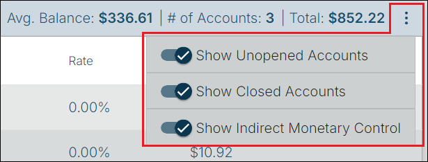 Customer Profile > Deposit Portfolio Overview Section