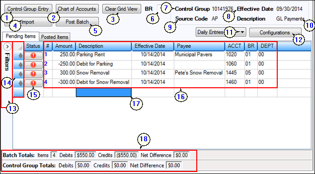 App. F - G/L Transaction Entry in CIM GOLD > Transaction Entry Screen ...